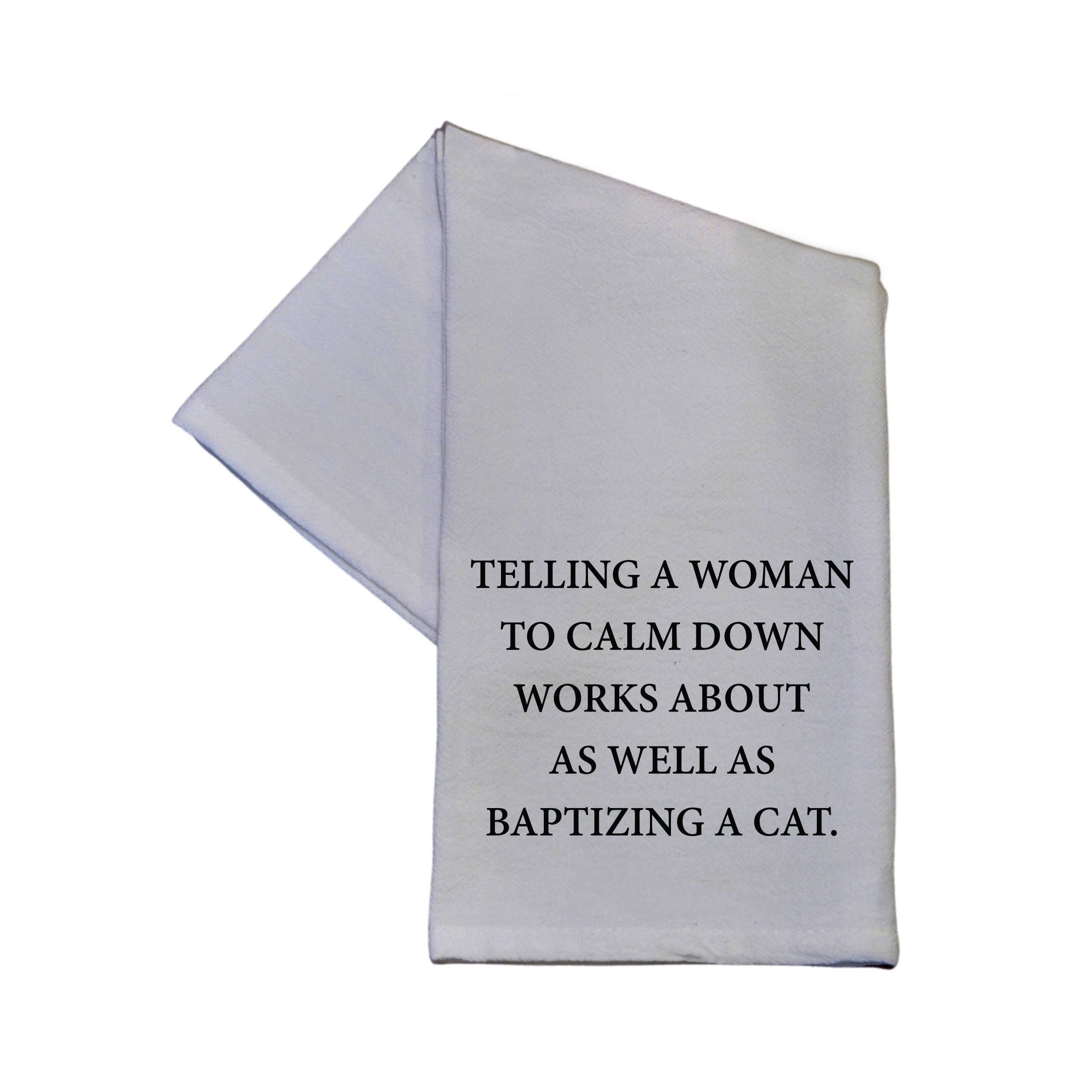 Baptizing A Cat Hand Towel | 100% Crinkled Cotton | 24"x 16" Unfolded ...